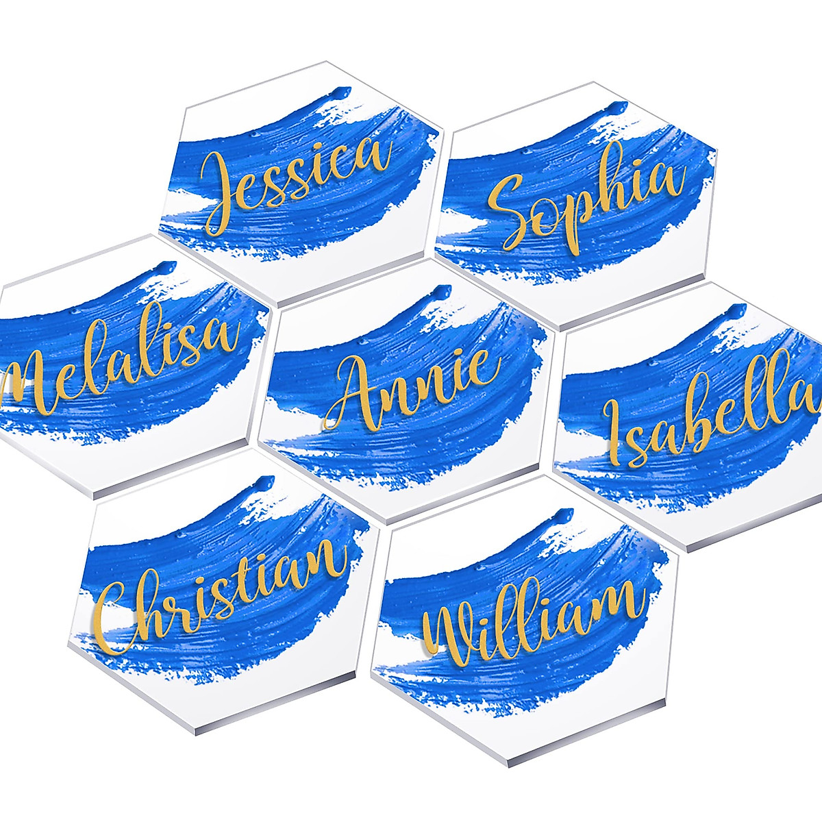 ATOMZING 50 Pcs Clear Hexagon Acrylic Place Cards for Wedding, Blank Acrylic Name Cards for Table Setting, Acrylic Hexagon Tiles Plates,Wedding Seating Cards, Escort Cards 3mm Extra Thick