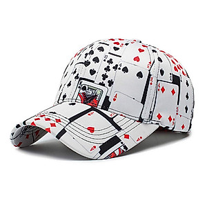 WISHLOL Poker Game Playing Card Adjustable Cotton Baseball Hat Cap Visor Unisex Hip Hop Hat, 1, Medium