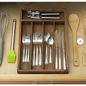 Flatware and Kitchen Utensils Drawer Organizer, Kitchen Flatware Organizer with 5 Storage Compartments