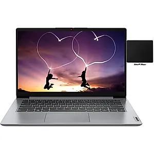 Lenovo 14” 1i HD Laptop, Intel Dual Core Celeron N4020, 256GB NVME SSD,64GB eMMC,4GB RAM, Webcam, HDMI, 1Year Office 365 w/GalliumPi Mousepad, Cloud Grey