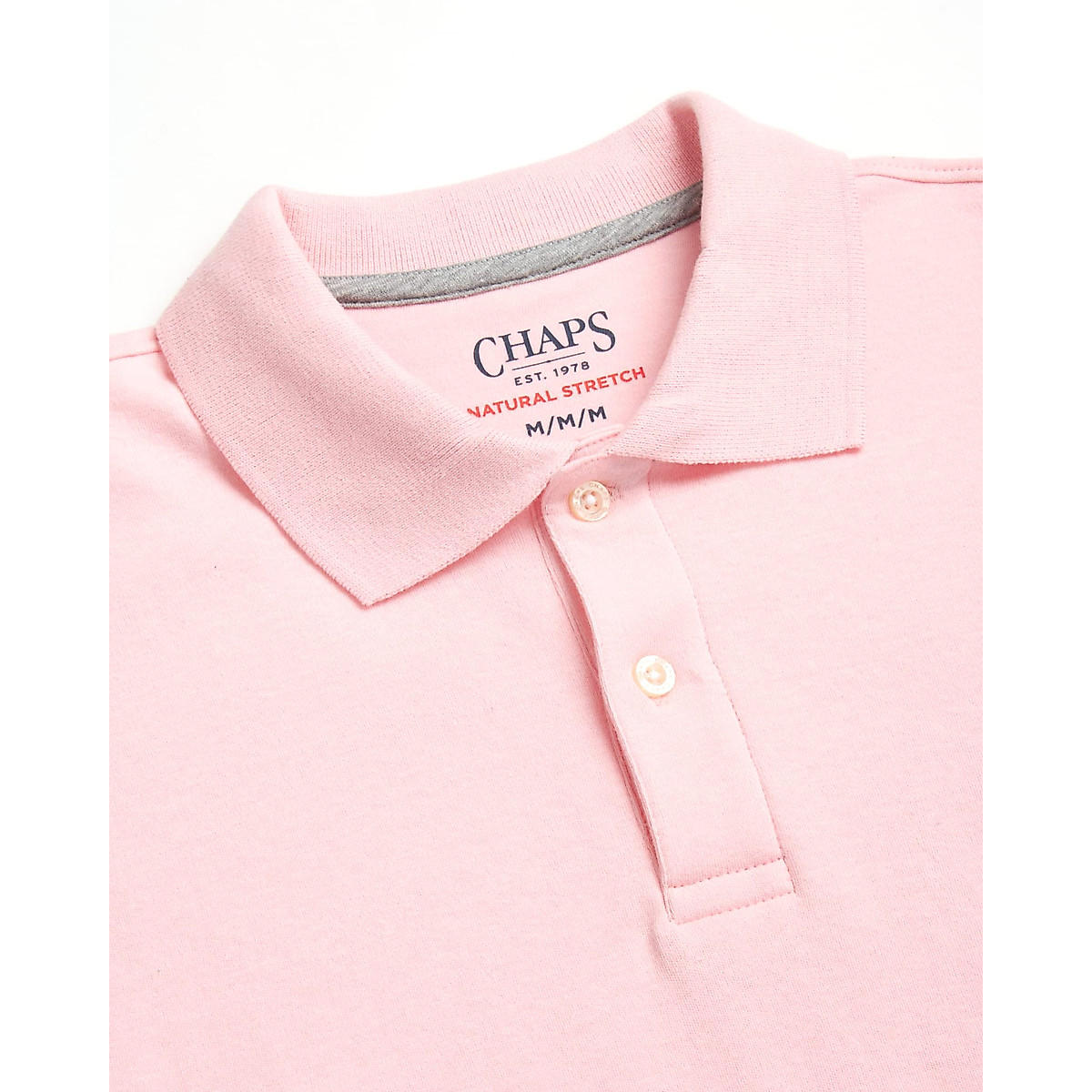 Chaps Men's Polo Shirt - Classic Fit Short Sleeve 2-Button Double Knit Cotton Polo Shirt (S-XL), Size Medium, Pink Carnation
