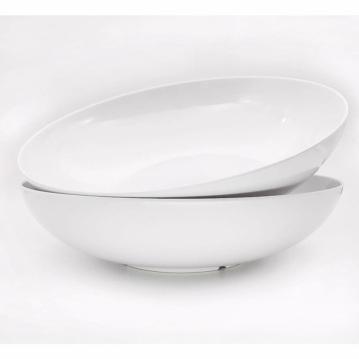 KX-WARE 12-inch Melamine Serving Bowls - Larger Salad Bowls Mixing Bowls, Set of 2 White | Break-resistant 100% Melamine Bowls | Dishwasher Safe, BPA Free