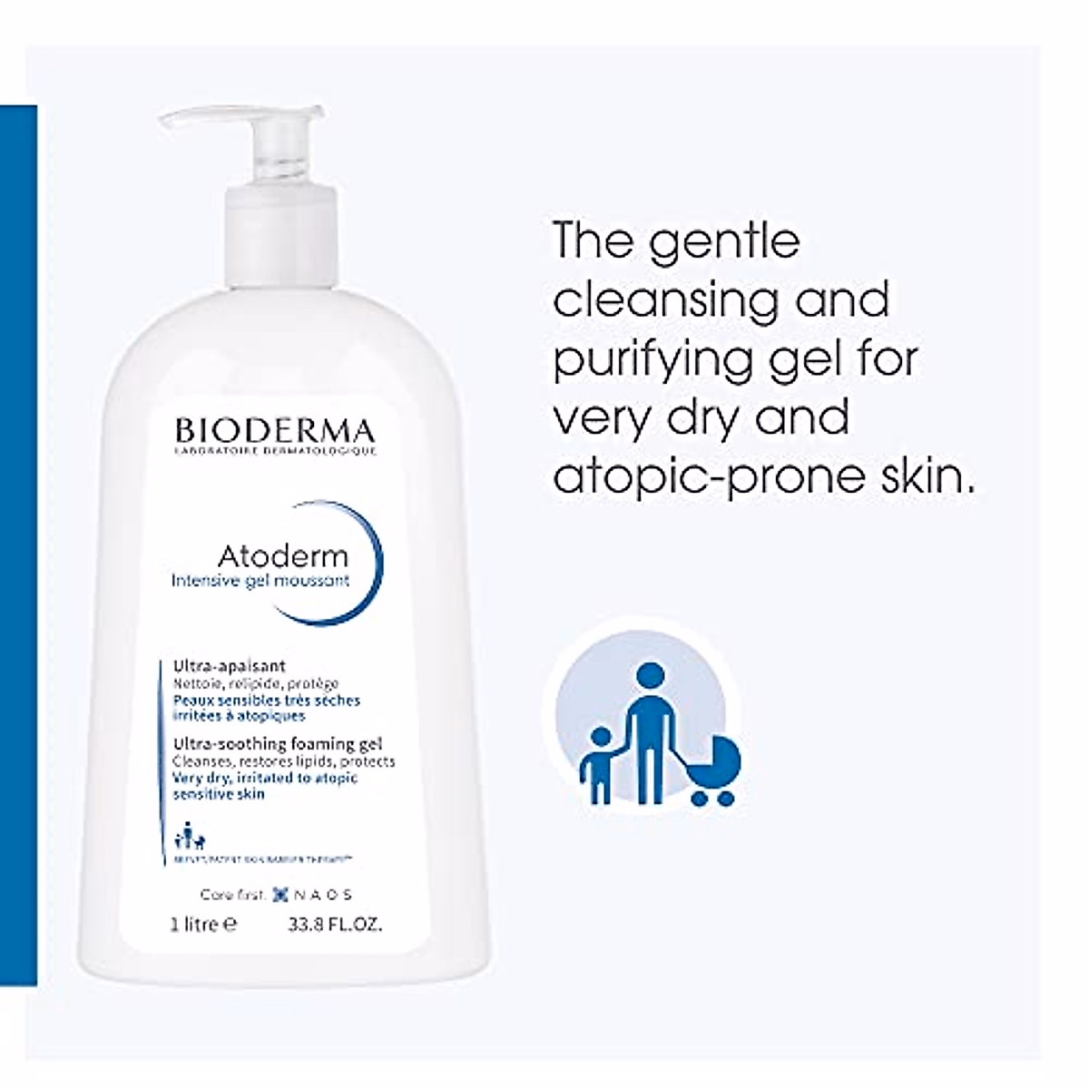 Bioderma - Atoderm - Intensive Gel Moussant - Ultra Rich Foaming Cleansing Gel - Anti-Itching - Body Wash for Very Dry to Atopic Sensitive Skin