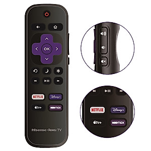 OEM Replacement Remote Control Compatible with All Hisense Roku TV Smart 4K Ultra HDTV 【Only Works with Hisense Roku TV, Not for Roku Stick and Roku Box】 (Netflix/Disney Plus/Apple TV+ / HBO Max)