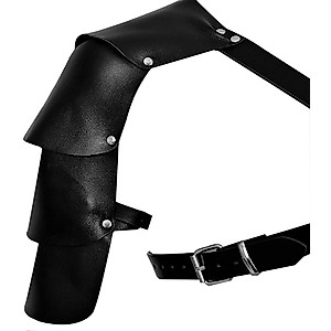 Men's Black Faux Leather Body Chest Harness Adjustable Shoulder Armors Buckles Steampunk Medieval Gothic Knight Armor