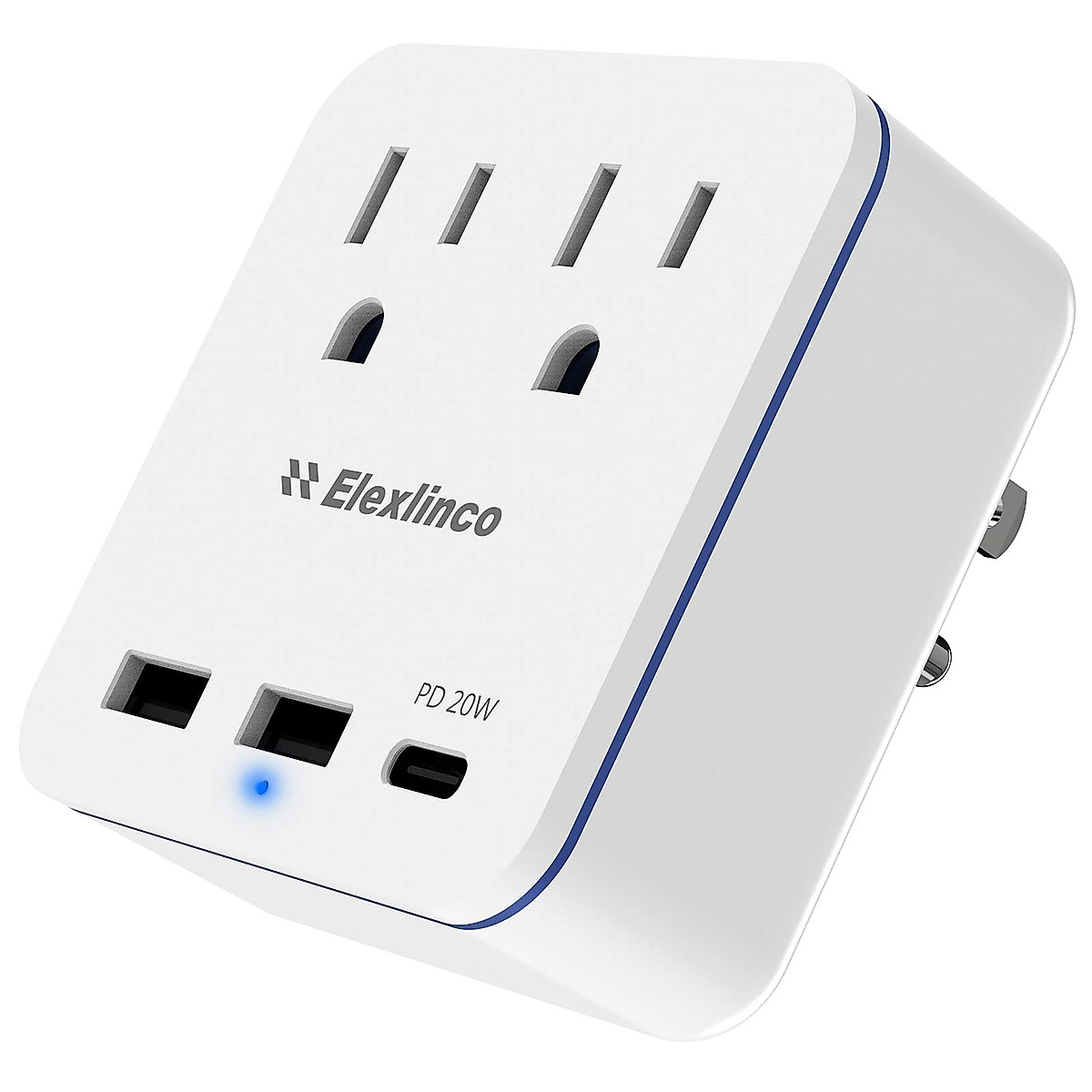 Cruise Power Strip, Elexlinco Surge Protector 5 Outlet Extender with Apple PD 20W, 2 AC Outlets and 2 USB-A Ports Multi Plug Outlets, Ultra Slim Power Strip Surge Protector, Cruise Essentials