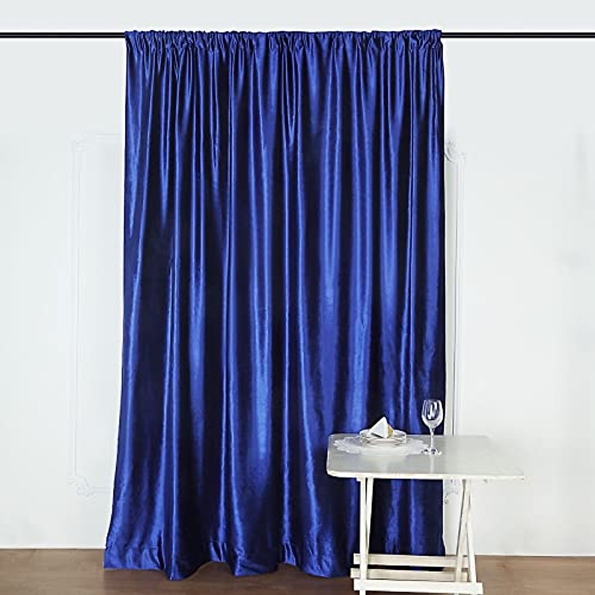 Efavormart 8Ft H x 8Ft W Premium Royal Blue Velvet Backdrop Curtain Panel Drape Background for Events