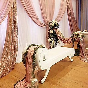 Rose Gold Backdrop Curtains 2 Pieces 2ftx8ft Sequin Fabric Backdrop Glitter Prom Drapes Baby Shower Background Backdrops