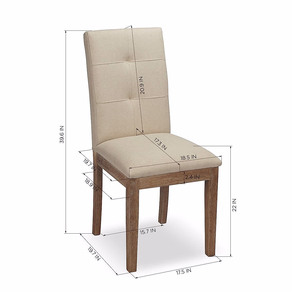 FurnitureR Dining Chairs Set of 2 Upholstered Fabric High Back Polka Dots Design with Wood Legs and Padded Seat for Kitchen Restaurant Living Room, Beige