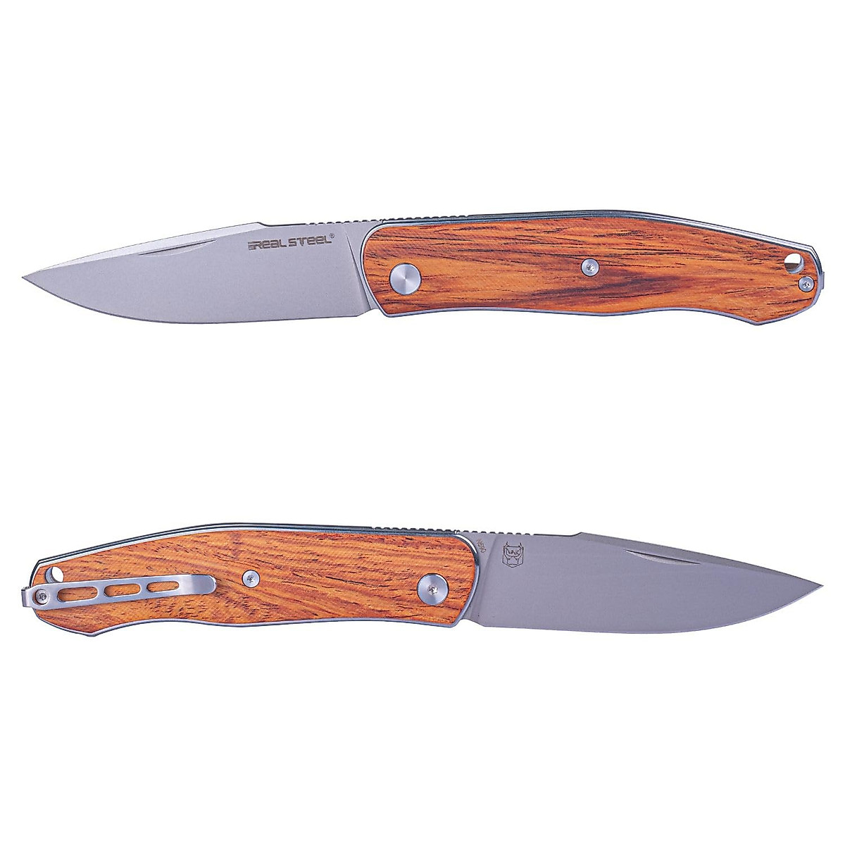 Real Steel Knives Serenity Slipjoint Folding Knife 3.375" N690 Satin Drop Point Blade, Rosewood Handle