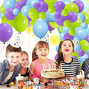 Purple Blue Green Balloon Garland Arch - Purple, Lime Green, Blue Balloons Video Game Party Supplies for Kid Girls Boys Cartoon Birthday Baby Shower Graduation Party Decorations