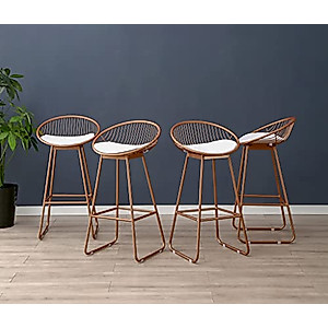 Kirpi Bar Stools Set of 4, Rose Gold Bar Height Bar Chairs 30" Seat, Kitchen Island Barstools Metal, Modern High Counter Stools with White Seat Cushion (4, Rose Gold)