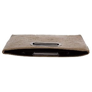 Crushed Metallic Top Handle Clutch, Bronze