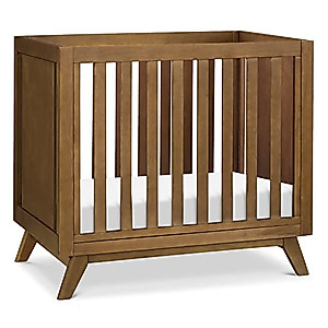 DaVinci Otto 3-in-1 Convertible Mini Crib with 4" Mattress in Walnut, Greenguard Gold Certified