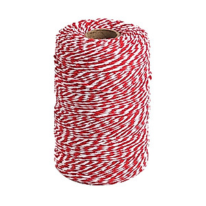 Tenn Well Red and White Twine, 656 Feet 200m Cotton Bakers Twine Perfect for Baking, Butchers, Crafts and Christmas Gift Wrapping