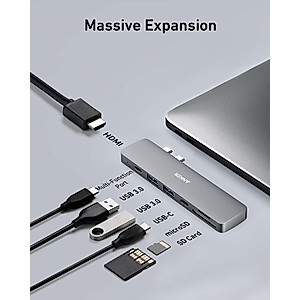 Anker USB C Hub for MacBook, 7-in-2 USB C to C Adapter, Compatible with Thunderbolt 3 Port, 100W Power Delivery, 4K HDMI, USB C and 2 USB A Data Ports, SD and microSD Card Reader