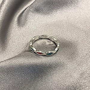 Southwestern Style Oval Turquoise and Coral Gemstone 4mm 925 Sterling Silver Infinity Band Ring for Women Size 8