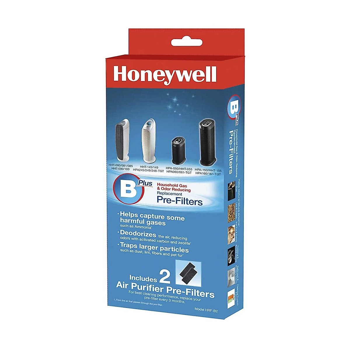 Honeywell HRF-B2 Filter B Household Odor and Gas Reducing Deodorizing Air Purifier Cleaner Pre Filter Replacement Part (4 Pack)