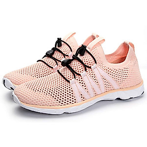 SUOKENI Women's Quick Drying Slip On Water Shoes for Beach or Water Sports Orange Pink,Size:US 7.5/EU 38