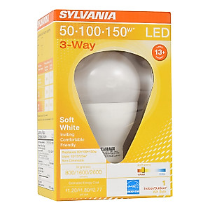 SYLVANIA A21 LED Light Bulb, 3 Way, 50W/ 100W/ 150W, 13 Year, Non-Dimmable, Up to 2600 Lumens, 2700K, Soft White - 1 Pack (79713)