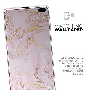 DesignSkinz Rose Pink Marble & Digital Gold Frosted Foil V12 Protective Vinyl Decal Wrap Skin Cover Compatible with The Samsung Galaxy S20 (Screen Trim & Back Glass Skin)