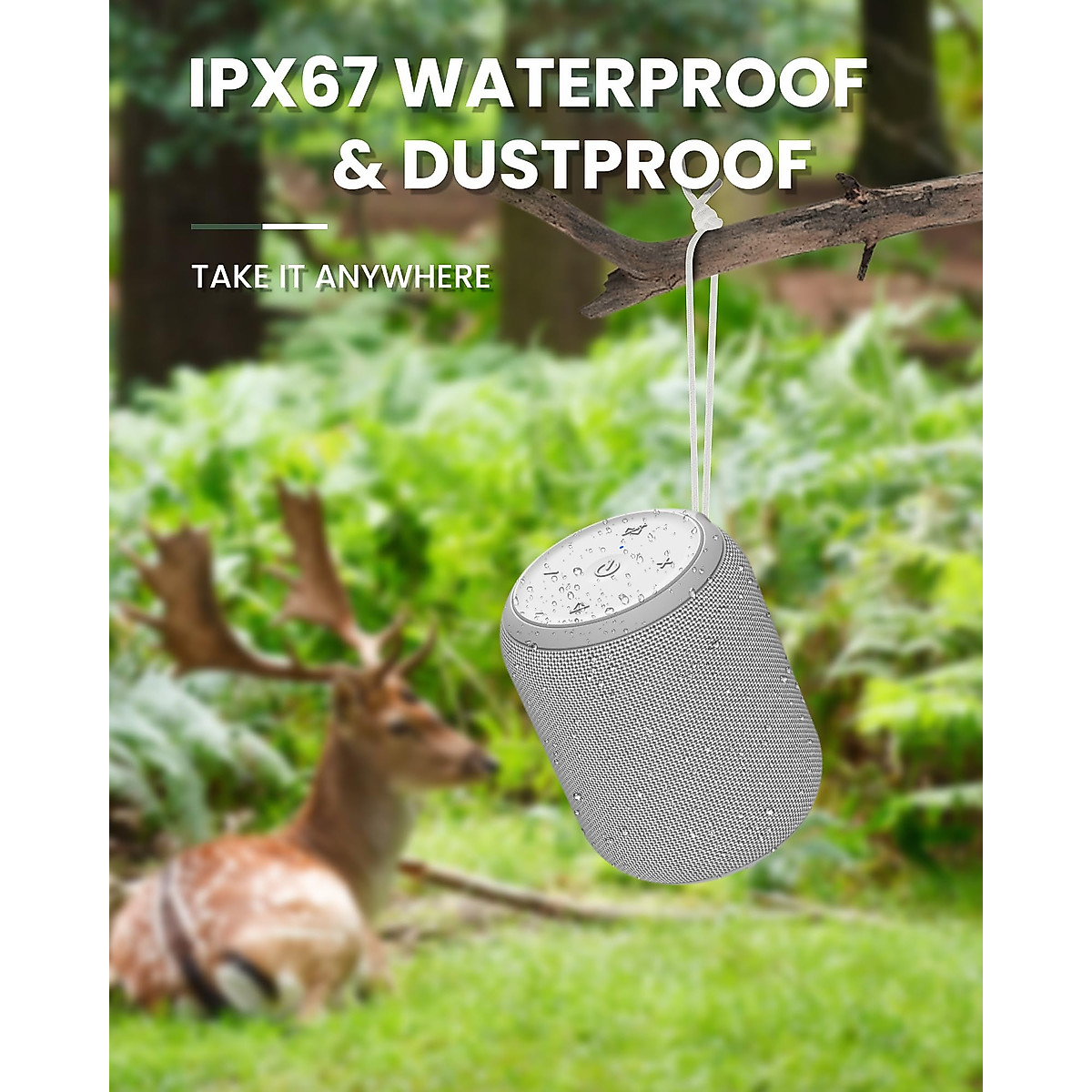 NOTABRICK Bluetooth Speakers,Portable Wireless Speaker with 15W Stereo Sound, IPX6 Waterproof Shower Speaker, Dual Pairs, Portable Speaker for Party Beach Camping