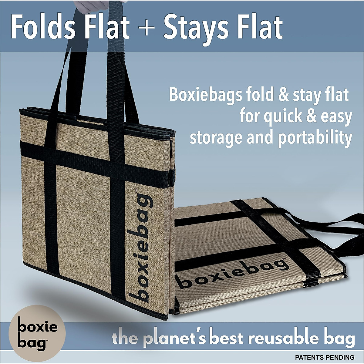 BOXIEBAG Collapsible Reuseable Insulated Grocery Bag - Stackable Heavy Duty Grocery Tote Bag - Insulated Tote Bag (1 Pack)