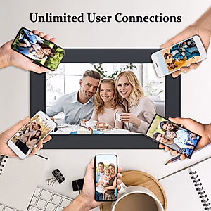 AEEZO 10.1 Inch WiFi Digital Picture Frame, IPS Touch Screen Smart Cloud Photo Frame with 16GB Storage, Easy Setup to Share Photos or Videos via Frameo APP, Auto-Rotate, Wall Mountable (Black)