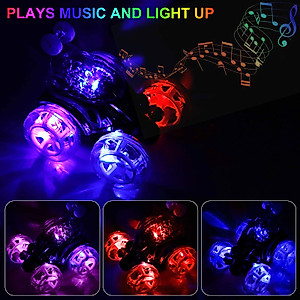 abandon Remote Control Car, RC Stunt Car 360° Spins & Flips with Colorful Lights & Music Switch, Rechargeable Remote Control Car Toy Christmas and Birthday Gift for Kids, Boys and Girls (Bule)