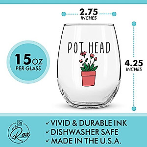 Succulent Plant Cactus Gifts for Women- Set of 2 Funny Wine Glasses 15oz - Plant Lover Gift Mug - What the Fucculent- Pot Head Crazy - Plant Lady Wine Glass Tumbler - Custom Stemless Wine Glasses