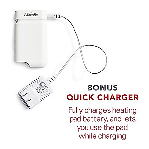 Sunbeam Cordless Heating Pad, Portable and Rechargeable for Back, Shoulder and Cramps Pain Relief, 9.5 x 12", Slate Grey