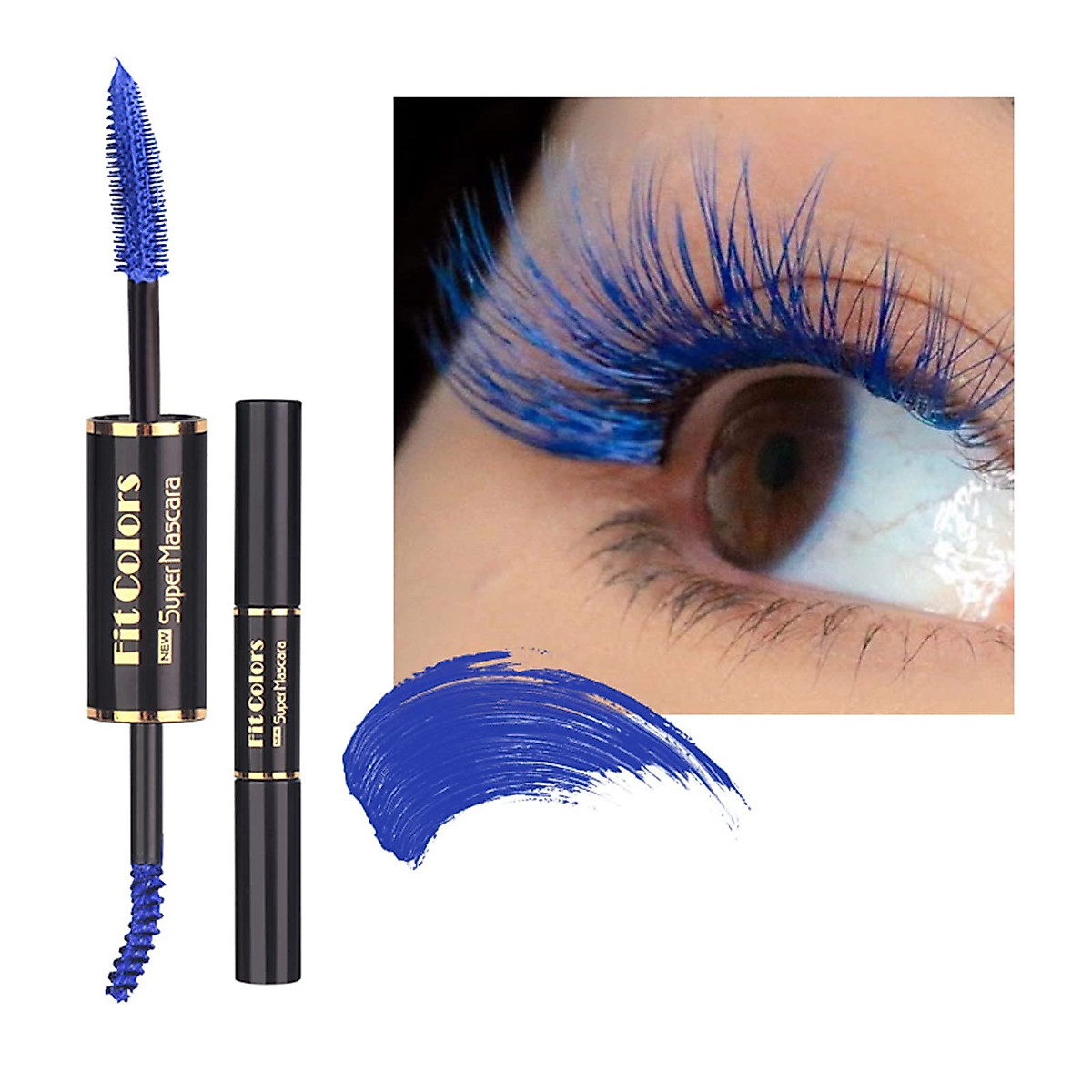 Quxunzzz Washable Mascara Eye Makeup, Lengthening Mascara,Volumizing Mascara, Mascara Makeup Blue (Double head)