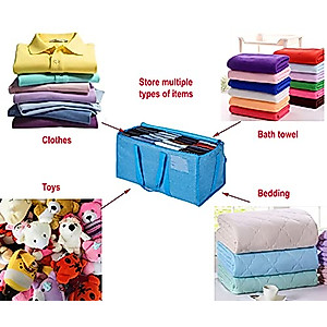 YELAIYEHAO Extra Large Storage Tote with Zippers & Carrying Handles, Heavy-Duty Oxford Fabric Moving Bags for Space Saving Moving Storage (Lake blue, 1 PCS)