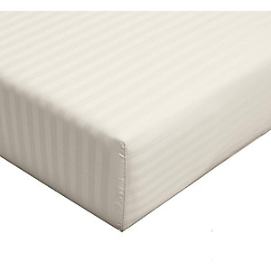 Royal Tradition Striped 300 Thread Count, 100 Percent Cotton 4PC Queen Bed Sheets Set with Deep Pockets, Ivory