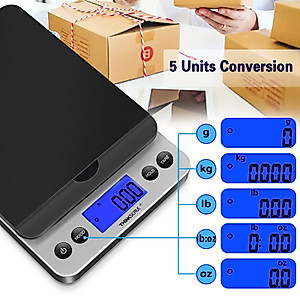 THINKSCALE Shipping Scale, 86lb Postal Scale with Hold and Tear Function, 5 Units, Auto-Off, Postage Scale for Packages Mailing Small Business, Battery Included