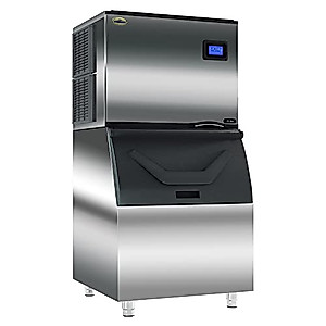 PAKROMAN 500LB/24H Commercial Ice Maker Machine, 450LB Large Storage Bin, 1201W SECOP Compressor, ETL Listed, ETL Sanitation Listed, CE, CEC, Air Cooled, Magnetic Door Panel, Automatic Cleaning