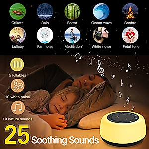 White Noise Machine Sound Machine with Night Light Bluetooth Speaker, Soothing Sound Sleep White Noise Machine Color Adjustable Memory Function for Baby Kids Adults