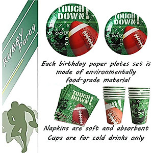 Football Party Decorations Football Birthday Party Decorations Football Party Plates Napkins Cups Tablecloth Balloons Banner for Football Touchdown Game Day Tailgate Party Supplies
