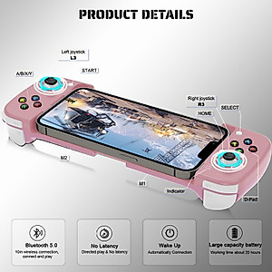 arVin Mobile Game Controller for Samsung Galaxy S23/S22/S21 Ultra, TCL, Tablet, Android Wireless Gamepad for iPhone 15/14/13/12, iOS, iPad, MacBook, PC Gaming Joystick with Back Button, Direct Play