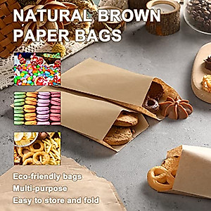 Eersida 500 Pack Kraft Paper Bags Brown Treat Bags Mini Paper Bags Small Flat Favor Bag Silverware Bags Party Favor Bag Envelopes Bags Snack Cookie Popcorn Candy Sandwich Gift (4 x 6 Inch)