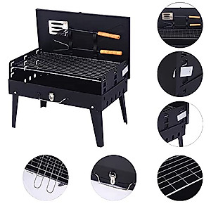Advanced Portable Charcoal Grill Outdoor Folding Barbecue Grill Comes with BBQ Toolbox Grill Barbecue Grill Stall