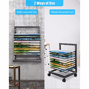 WISIMMALL Art Drying Rack, Paint Drying Rack with 9 Removable Shelves,Wall Art Storage Drying Rack with Wheels for Classrooms & Art Studios(9 Shelves)