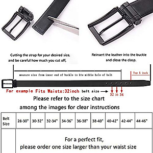 Weifert Men's Dress Belt Black Leather Belts for Jeans (30-32, Black2)