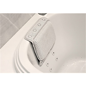 Luxurious Memory Foam Spa Bath Pillow for Tub Neck and Back Support - 8 Suction Cups, Non-Slip Design, Soft Cushion for Relaxing Soaks, by Dependable Industries