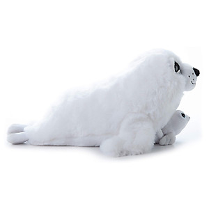 The Petting Zoo Mom and Baby Harp Seal Stuffed Animal, Gifts for Kids, Pocketz Ocean Animals, Harp Seal Plush Toy 14 inches