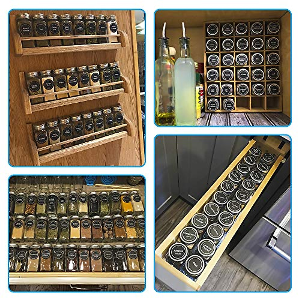 AOZITA 36 Pcs Glass Spice Jars with Spice Labels - 4oz Empty Square Spice Bottles - Shaker Lids and Airtight Metal Caps - Chalk Marker and Silicone Collapsible Funnel Included
