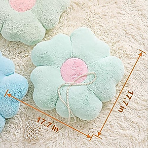 Galvitu Flower Pillow, Flower Shaped Pillow and Floor Seating Cushion, Aesthetic Room Décor Throw Pillow for Bedroom, Living Room, Kids Room, Bed, Couch, Sofa, Chair, 17.7 Inch (Green)