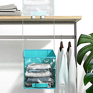 HNQH Pull-Down Closet Organizer Shelves,Clear Front Panel Storage Organizer Hanging Closet Wardrobe Storage Shelves, Clothes Handbag Shoes Accessories Storage