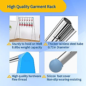 Portable Travel Garment Rack, Upgraded Easy Folding Mini Drying Clothes Rack, Retractable Drying Rack for Laundry, Travel, Camping, Hotel, Dance + 4 Folding Coat Hangers (Longer & Thicker)