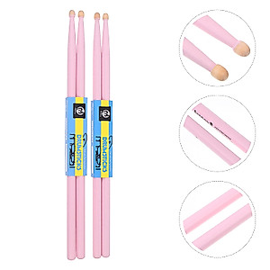 MILISTEN 2 Pairs Pink Maple Percussion Drum Sticks Maple Wood Drumsticks Non Slip Drum Sticks Wood Tip Maplewood Drumstick for Kids Students and Adults